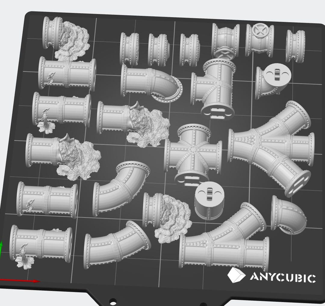 3D Printed 40mm Scale Pipe Set 42 Pieces Perfect for Marvel Crisis ...