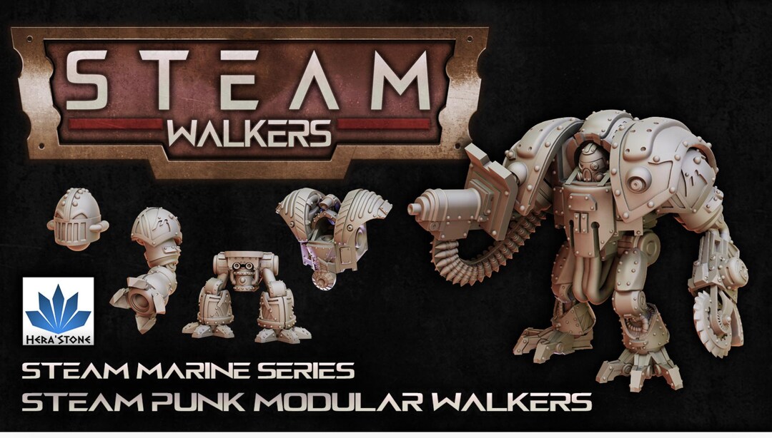Resin Printed Miniatures- Steam Walkers- Sci-fi Dreadnought- 32mm Scale ...