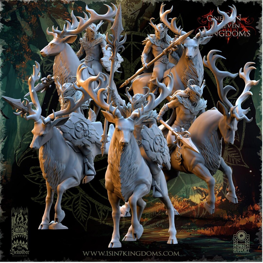 Resin Fantasy Models- Evergreen Elves Deepwood Riders -28mm Heroic ...
