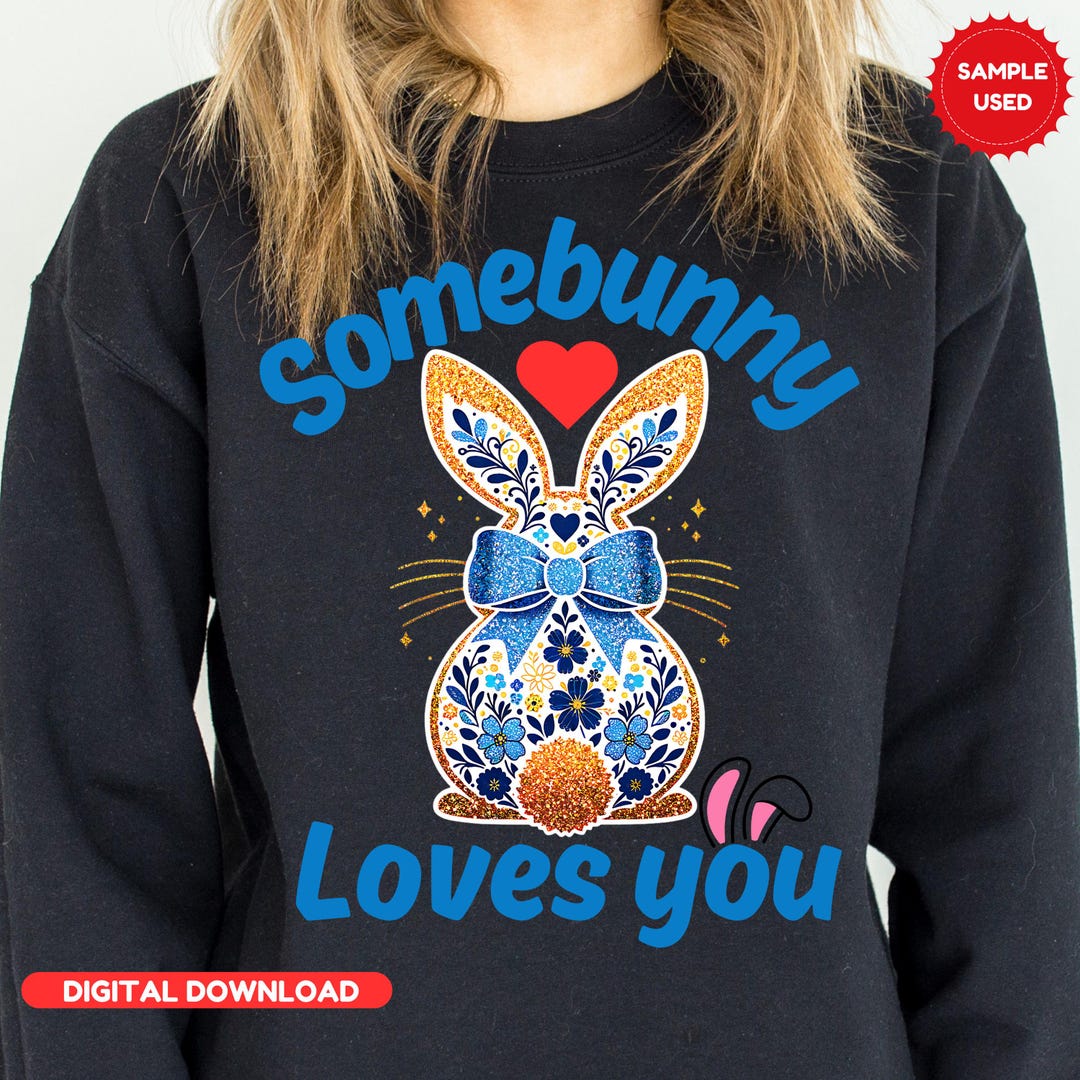 Bunny Easter Art PNG Digital Files, Floral Easter Bunny Digital ...