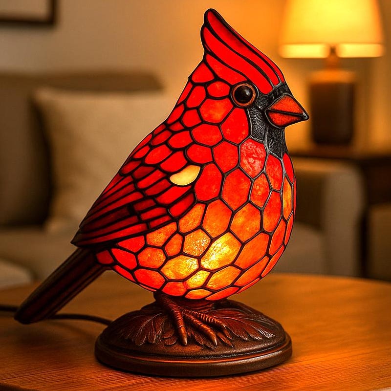 Stained Glass Cardinal Lamps - Etsy
