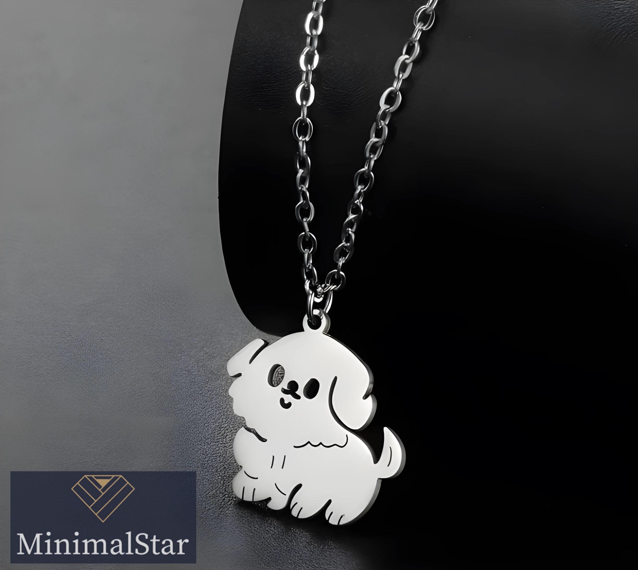 Cute Dog Pendant Necklace for Women Girls Minimalist Animal Jewellery ...