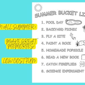 Kids Summer Bucket List Printable - Fun Summer Activities Checklist for ...