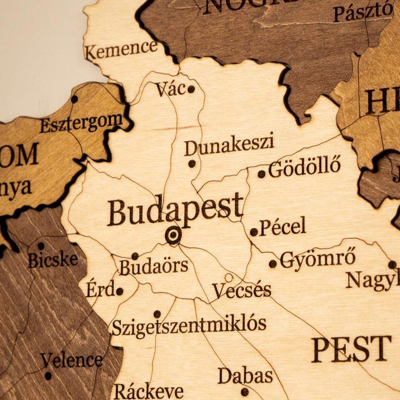 Handcrafted 3D Wooden Map of Hungary: Budapest Souvenir - Etsy