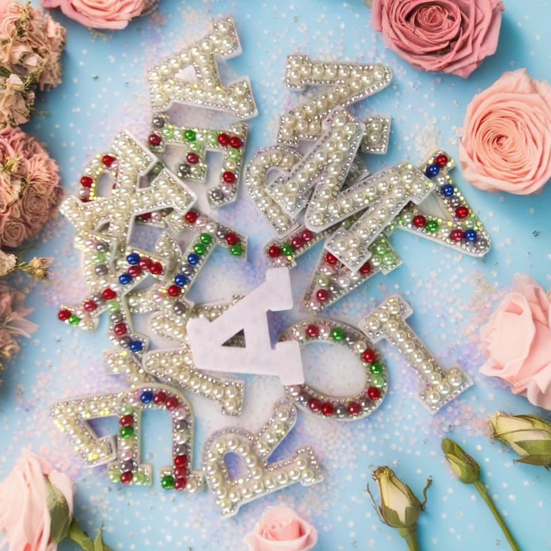 Pearl Alphabet Iron-on Patches, White Pearl Letter Patches, Self ...