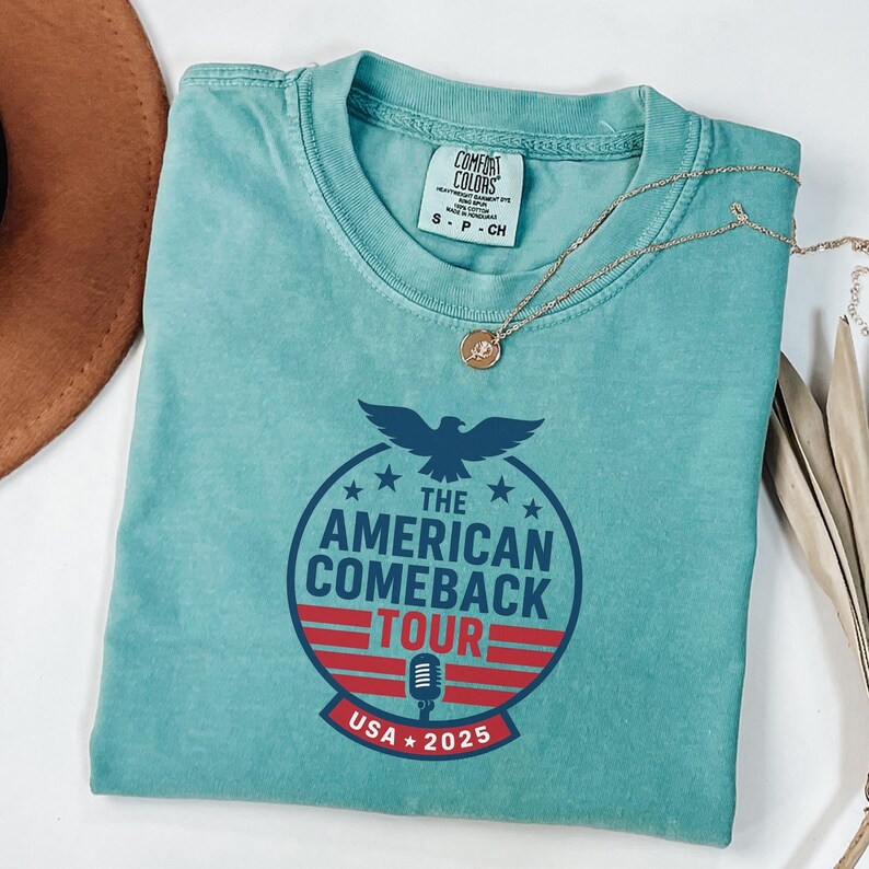 The American Comeback Tour 2025 Shirt – Patriotic Eagle Microphone Design, USA Freedom Graphic ...