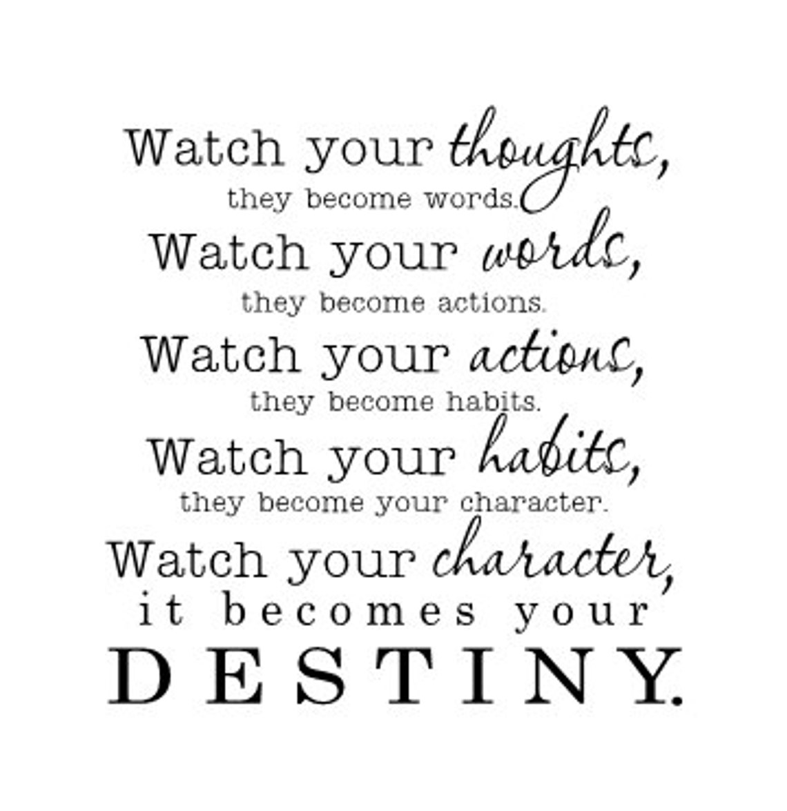 Watch Your Thoughts They Become Words Vinyl Wall Decal - Etsy