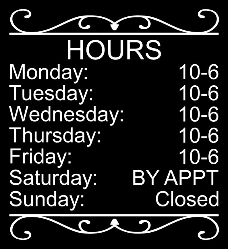 Custom Store Business Hours Store Hours Business Sign - Etsy