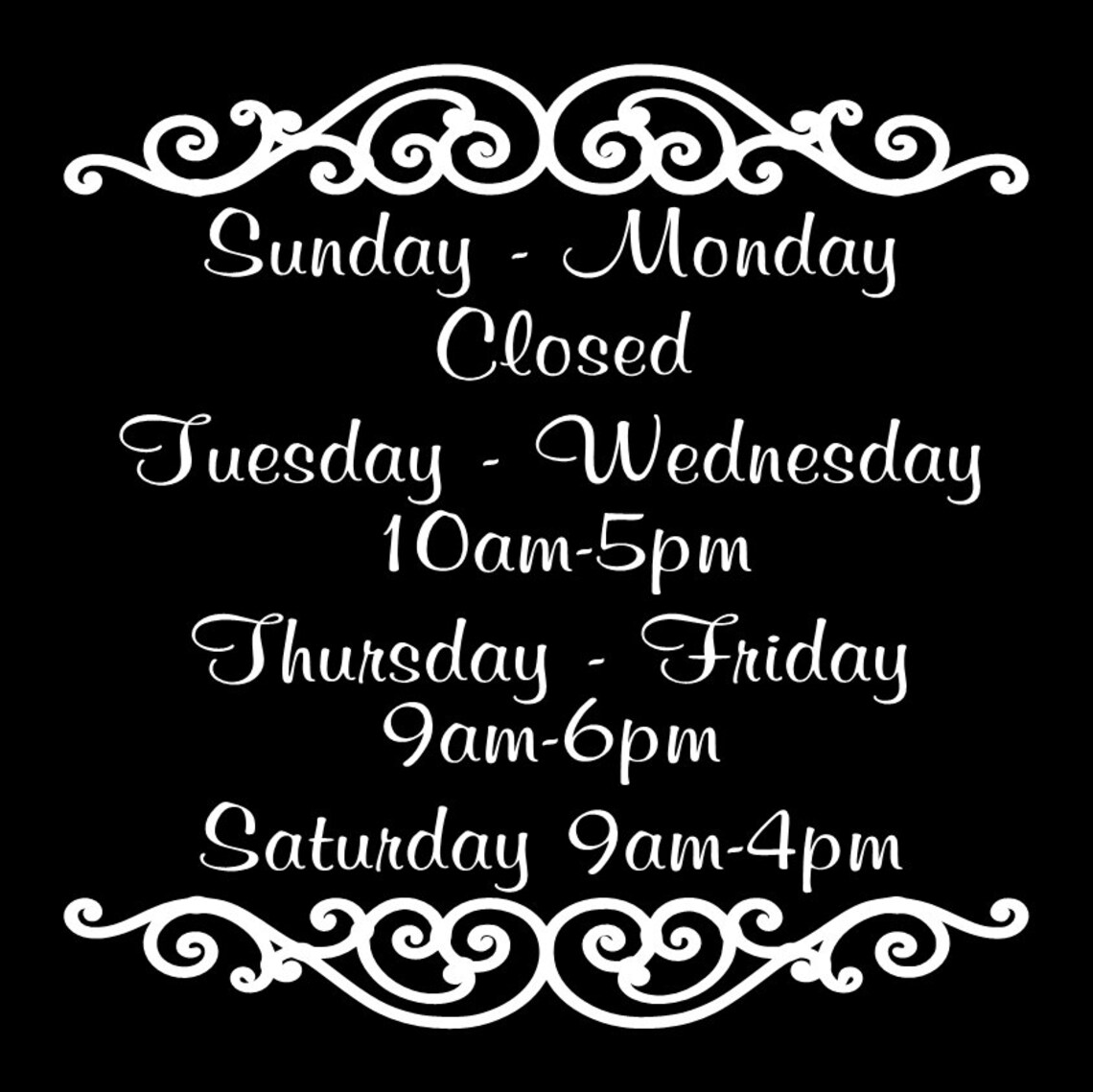 Store Hours Vinyl Decal Business Decal Custom Store Hours Sign - Etsy