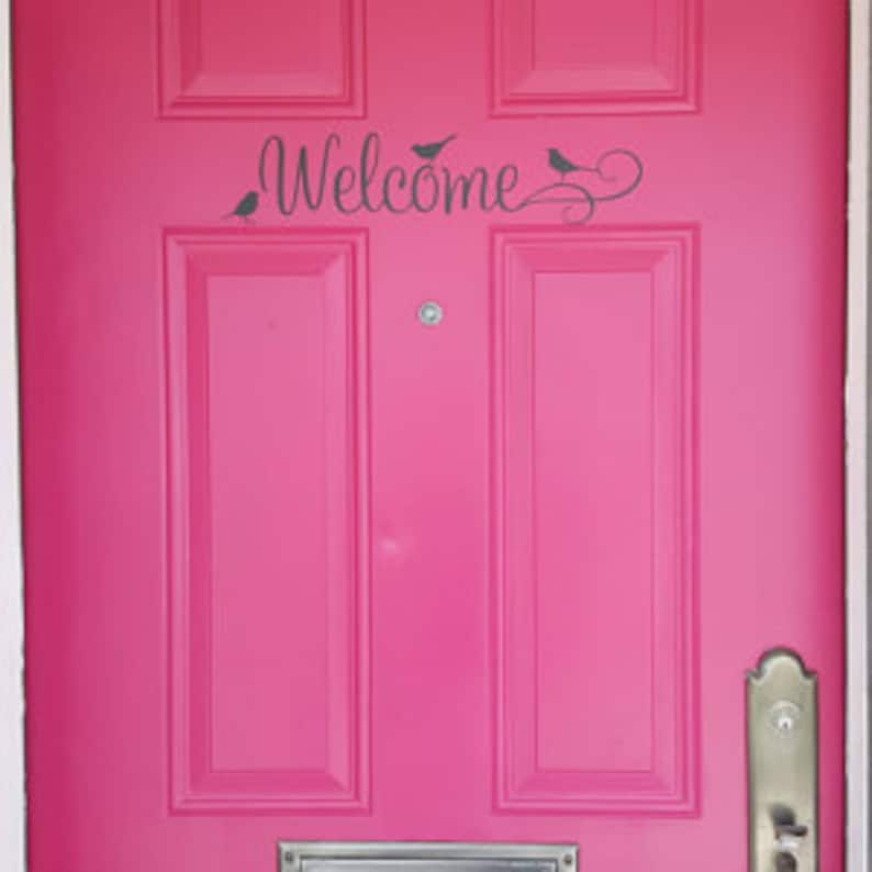 Welcome door vinyl decal Welcome Sign vinyl decal Birds | Etsy
