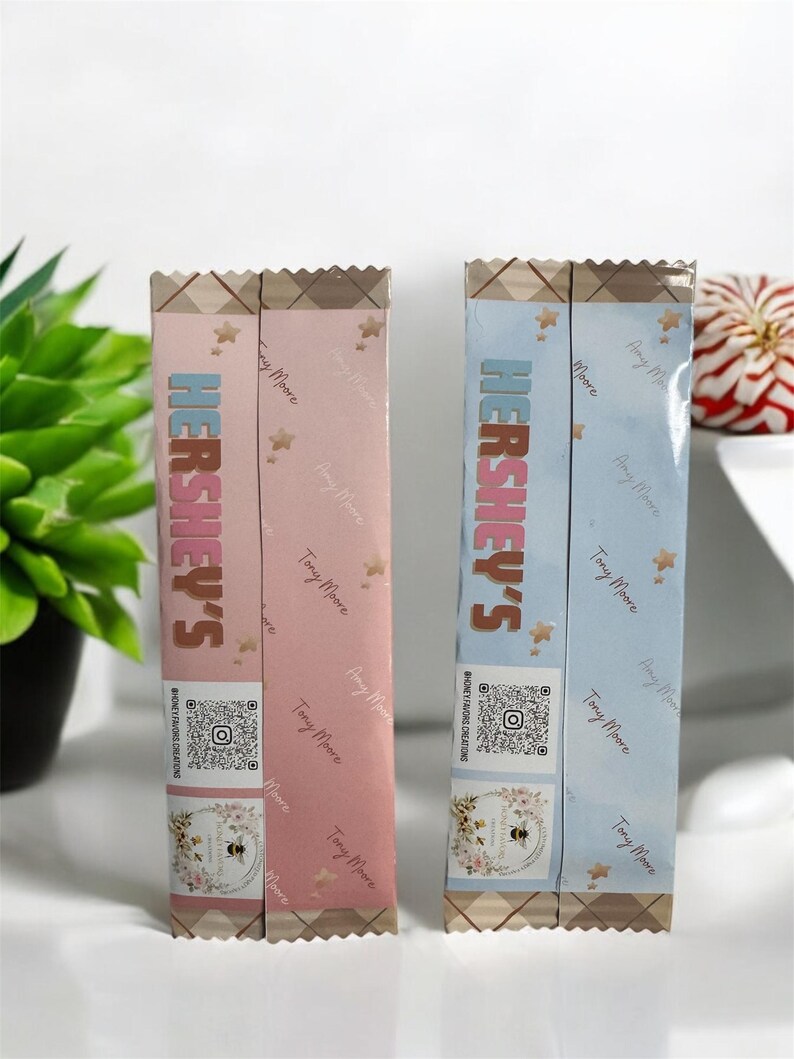 Chocolate Hershey’s Bar Wrappers Party Labels, Assembled Gender Reveal ...