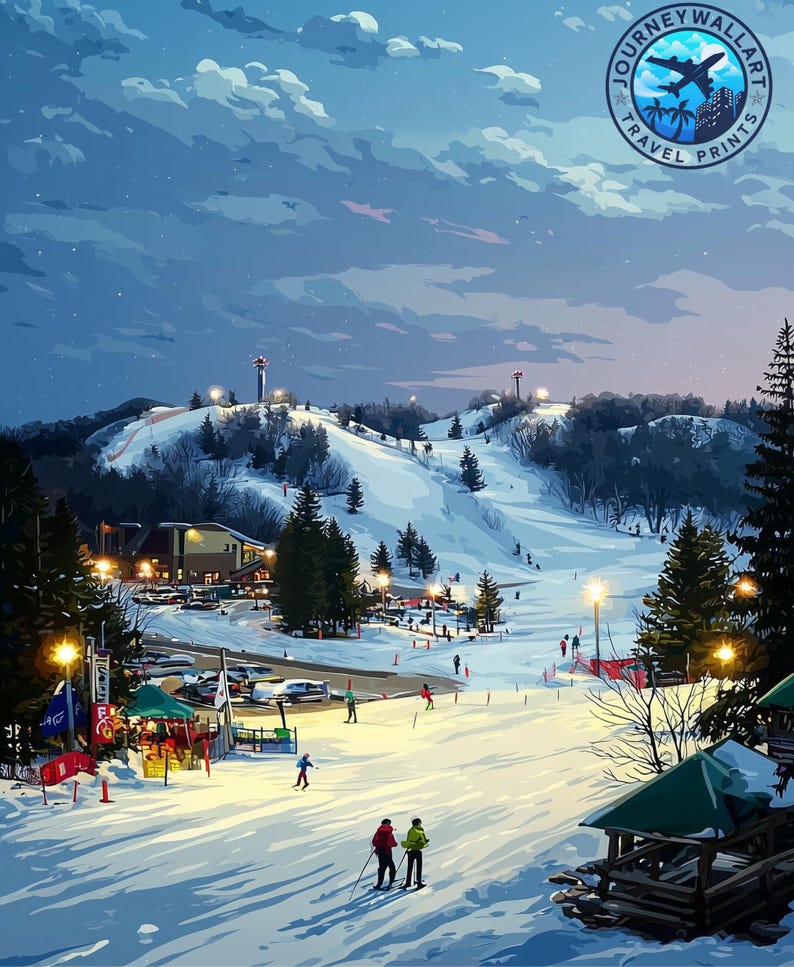 Afton Alps Travel Poster, Afton Alps Ski Travel Print, Afton Alps Ski ...