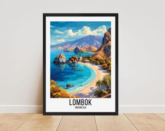 Lombok Travel Poster: Indonesia Wall Art, Surfing Print - Etsy