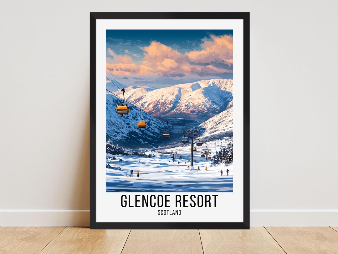 Glencoe Mountain Resort Poster, Glencoe Resort Travel Print, Glencoe ...