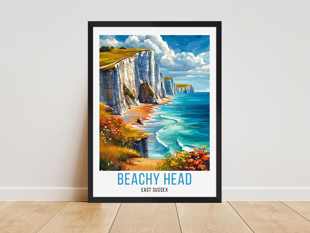 Beachy Head Travel Poster, Beachy Head East Sussex Travel Print, Beachy ...