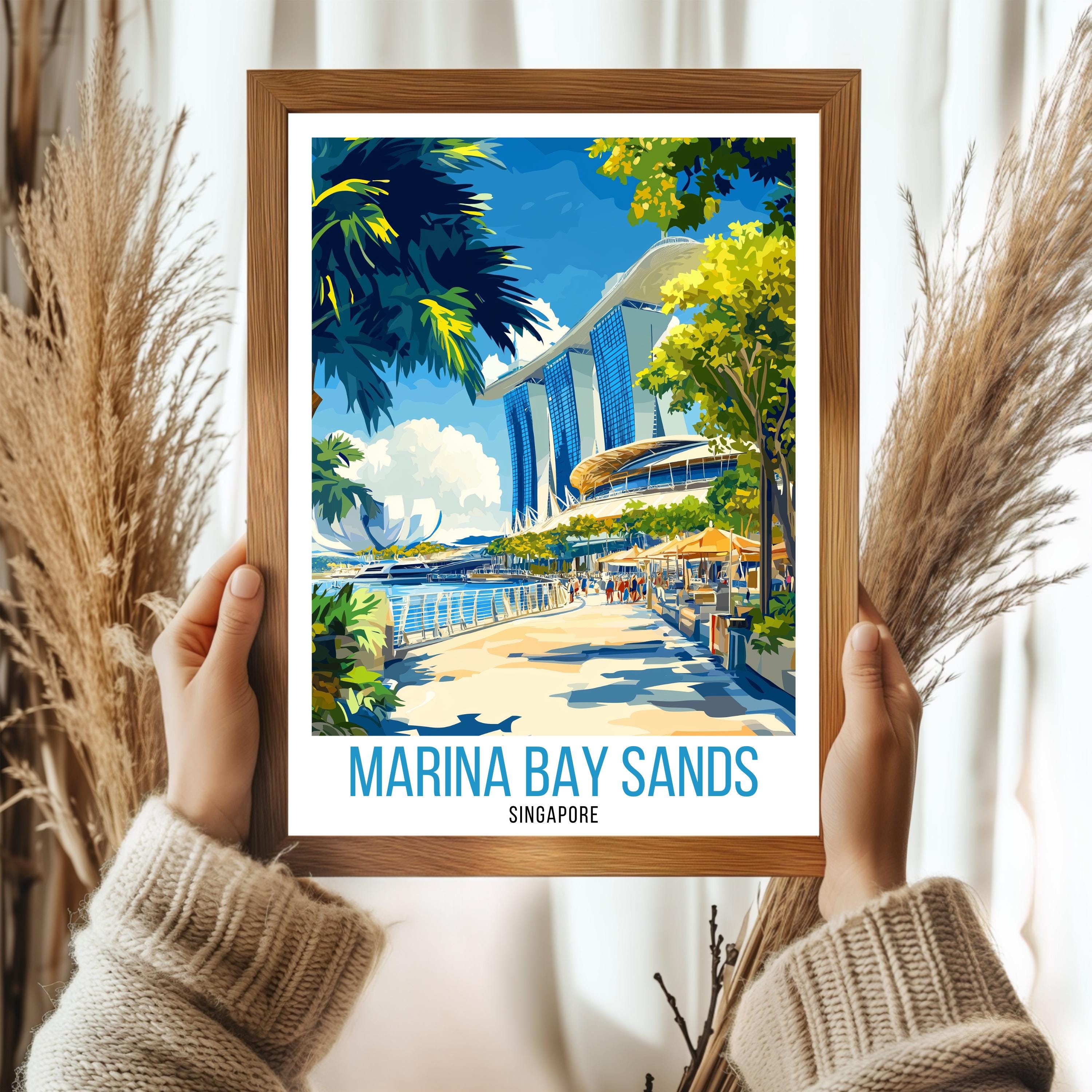 Marina Bay Sands Travel Poster, Marina Bay Sands Travel Print, Marina ...