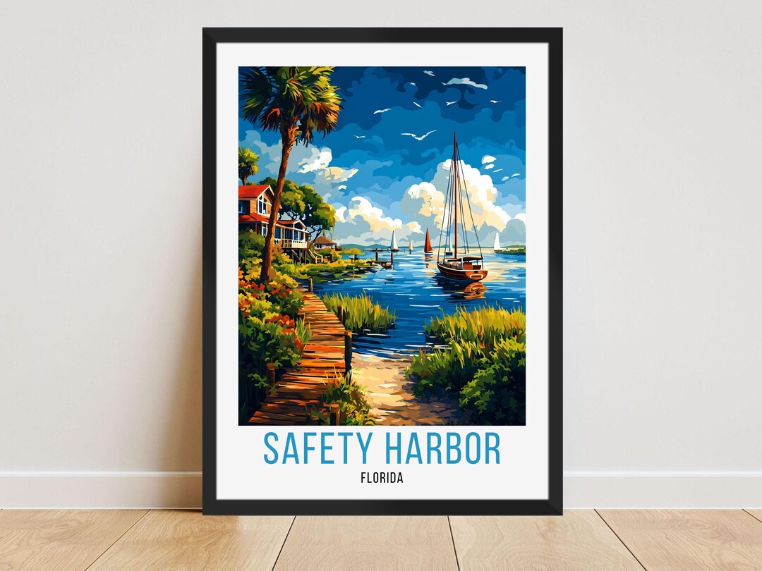 Safety Harbor Travel Poster, Safety Harbor Florida Print, Safety Harbor ...
