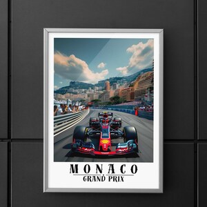 Monaco Formula One Travel Poster, Grand Prix Racing Print, Monte Carlo ...