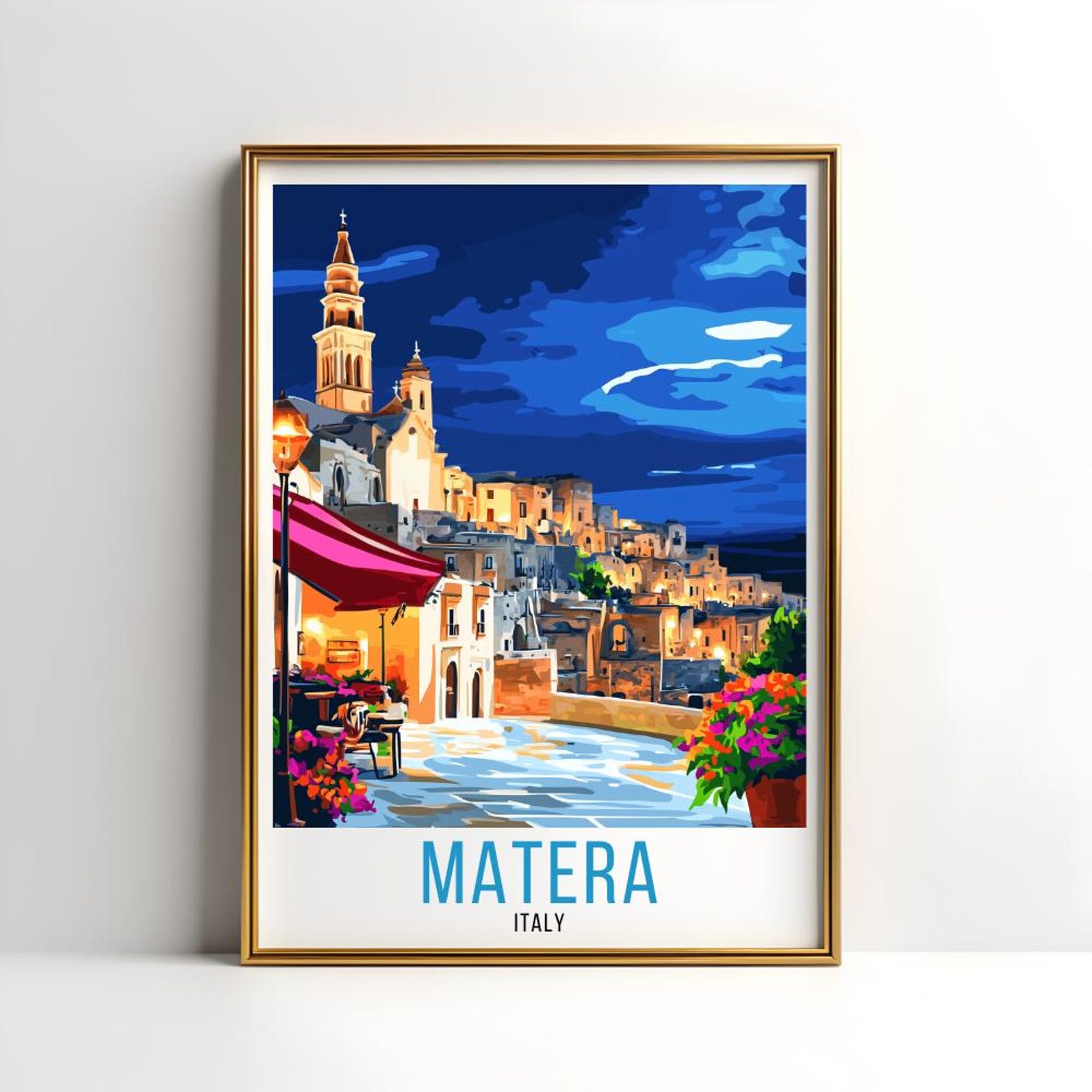 Matera Italy Travel Poster, Matera Italy Travel Print, Matera Italy ...