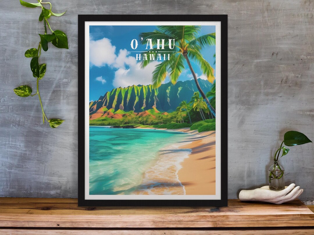 Oahu Hawaii Travel Poster Rolled Posters Print Wall Art Decor Retro ...