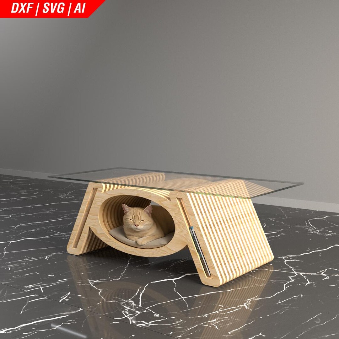 Parametric Cat Nook Center Coffee Table – Instant Laser Cut File (svg ...