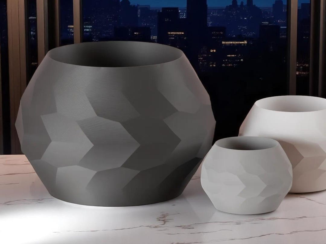 Prisma Planter – 3D Printed Modern Plant Pot, Faceted Geometric Design ...