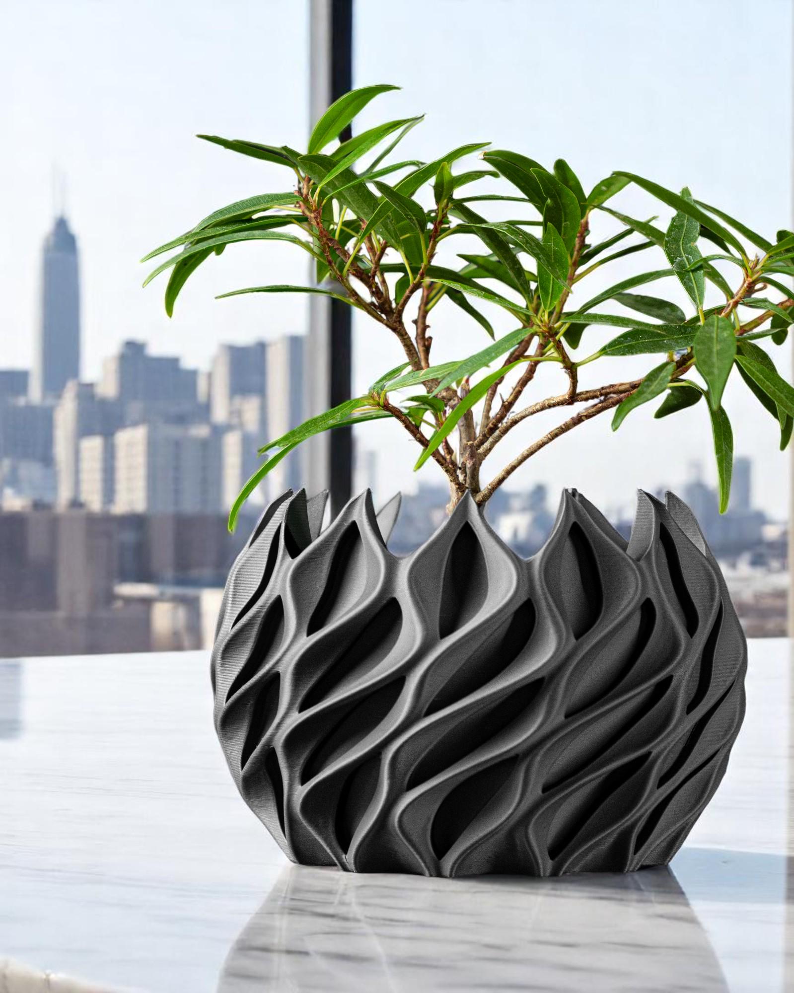 Twisted Planter – 3D Printed Modern Plant Pot, Sculptural Indoor ...
