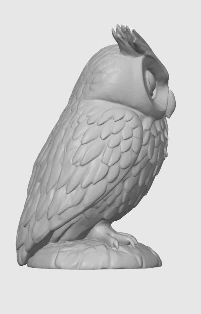 Horned Owl STL – 3D Printable Owl Statue File, Wise Forest Creature ...