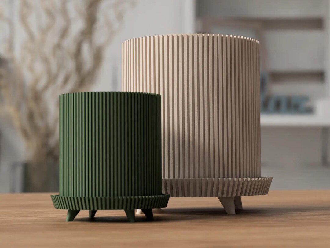 Stria Planter – 3D Printed Modern Plant Pot, Vertical Fluted Design ...