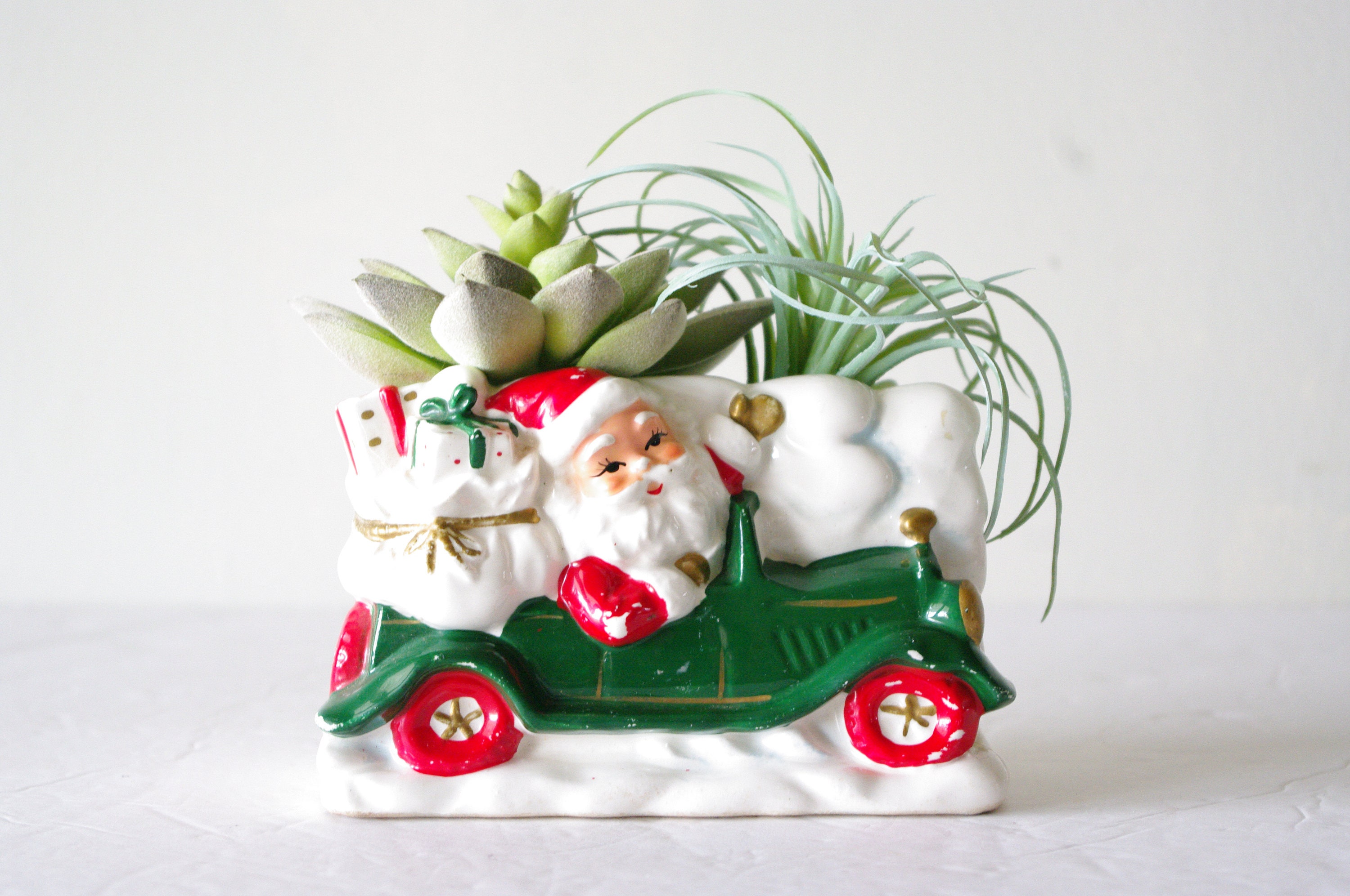 Christmas Santa Planter Vintage Planter Holiday Ceramic | Etsy