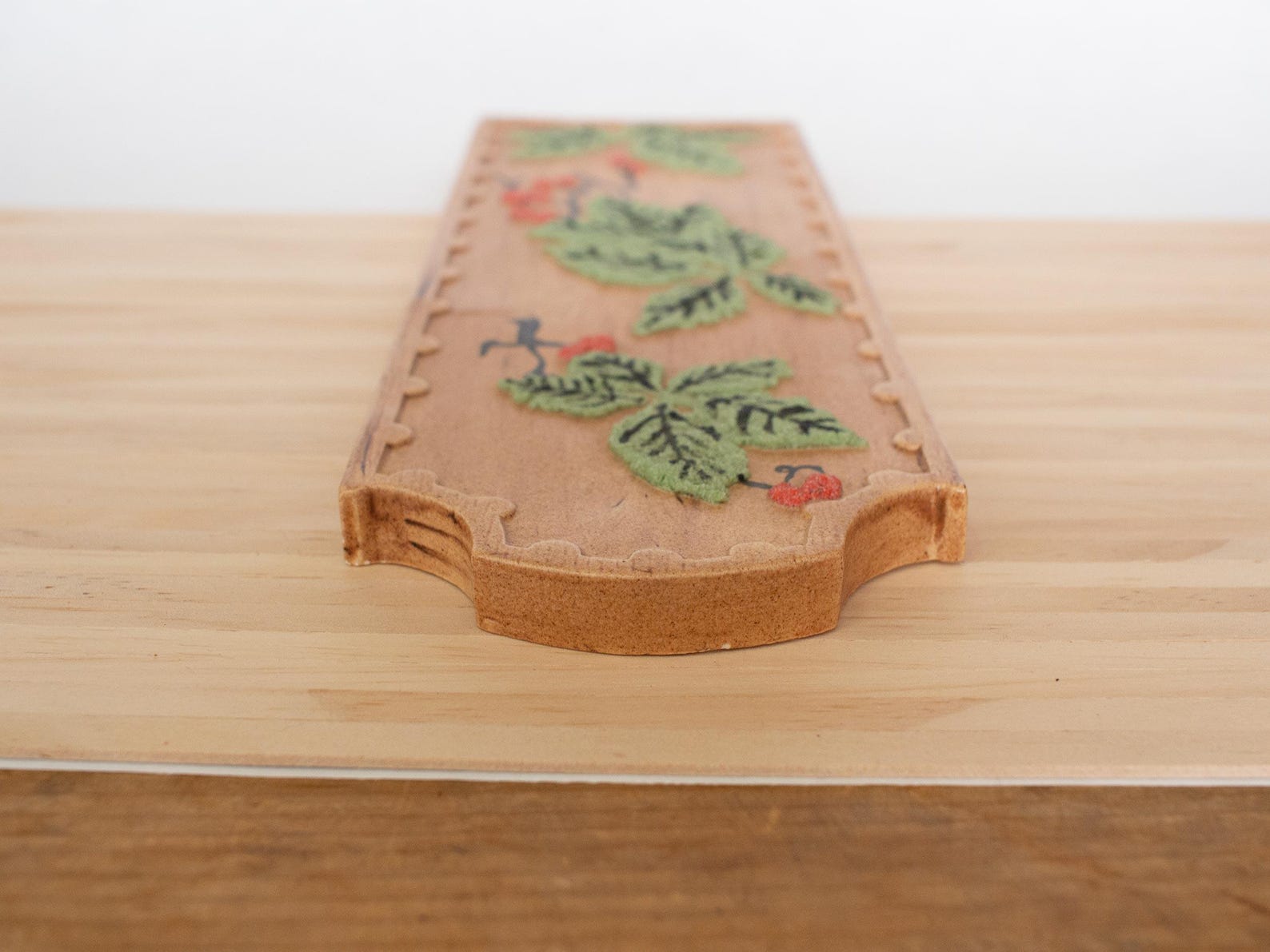 Vtg Flocked Leaf Wall Plaque Cottagecore Chalkware Decor Raised Floral ...