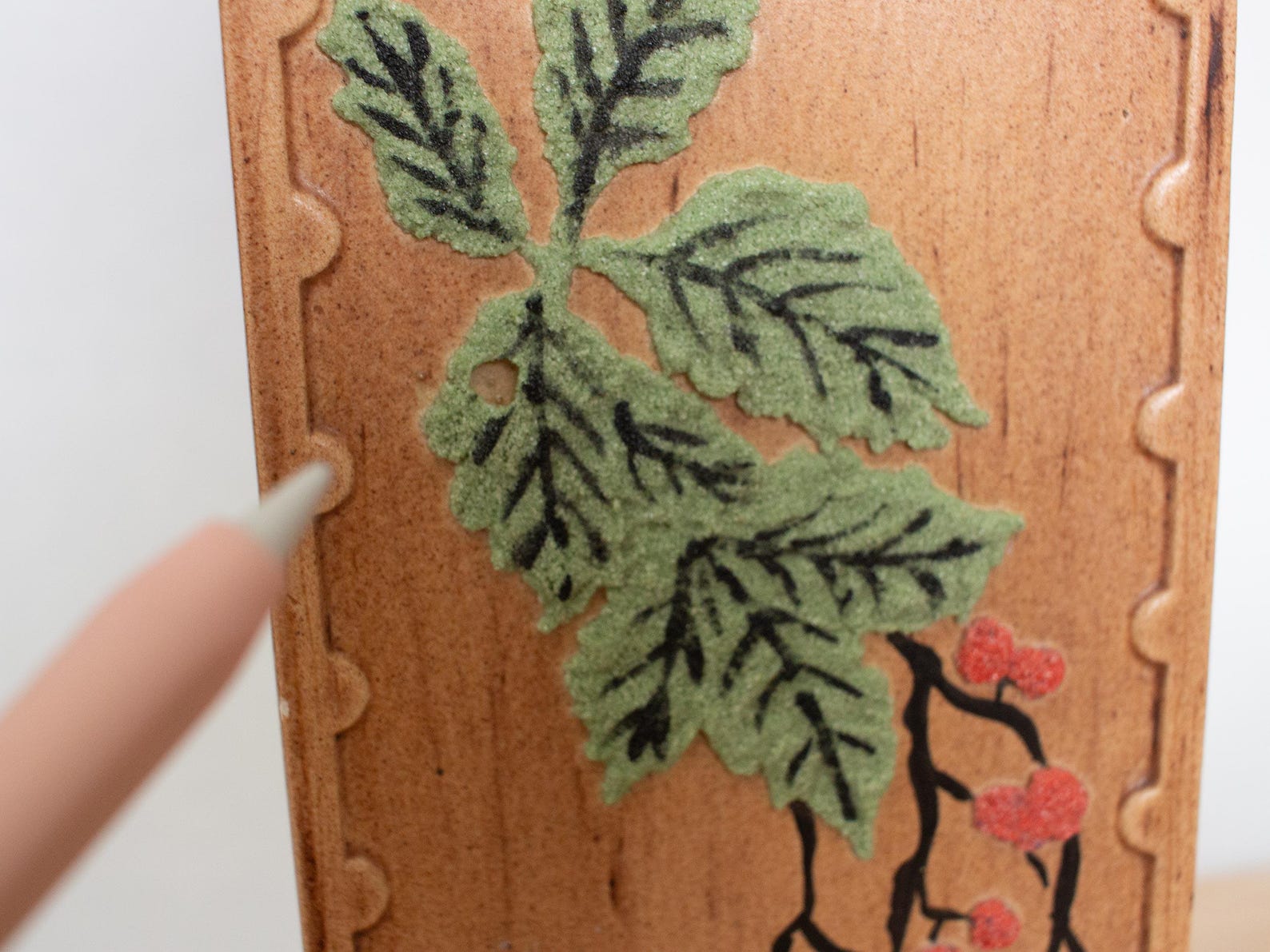 Vtg Flocked Leaf Wall Plaque Cottagecore Chalkware Decor Raised Floral ...