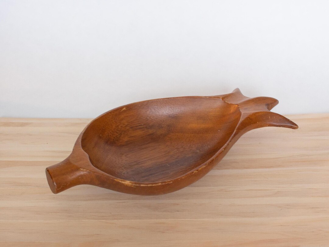 Vintage MCM Monkey Pod Pineapple Bowl | Carved Wood Tiki Barware | Mid ...