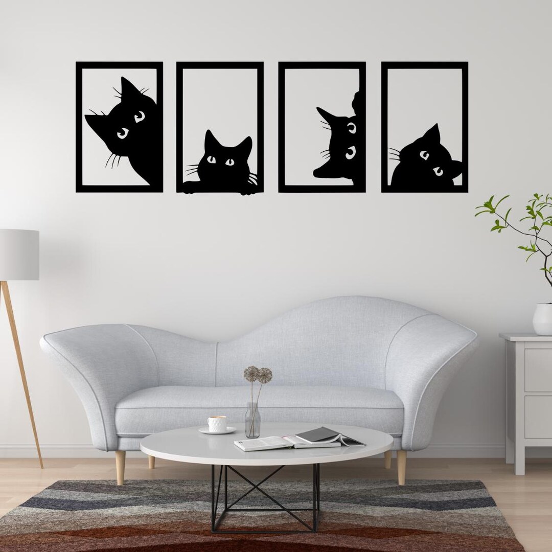 3D Printed Cat Frame - Wall Decor - Feline Silhouette - Feline Wall ...