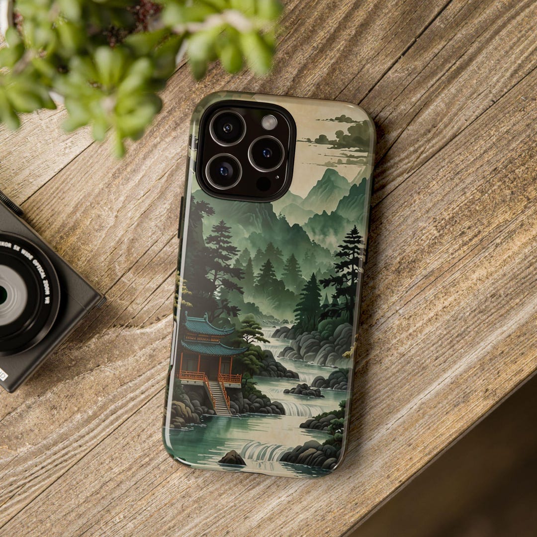 Phone Cases, Asian Aesthetic Waterfall Forest Design, Elegant Tranquil ...