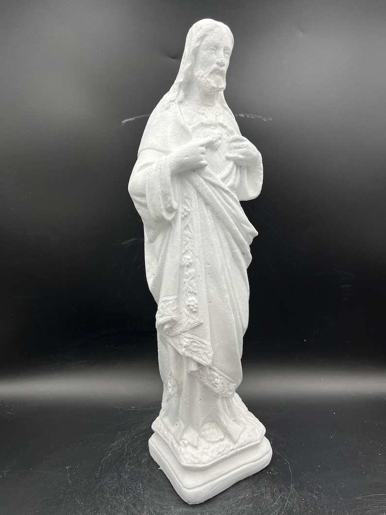 Jesus Sacred Heart Statue Cast Stone White - Etsy