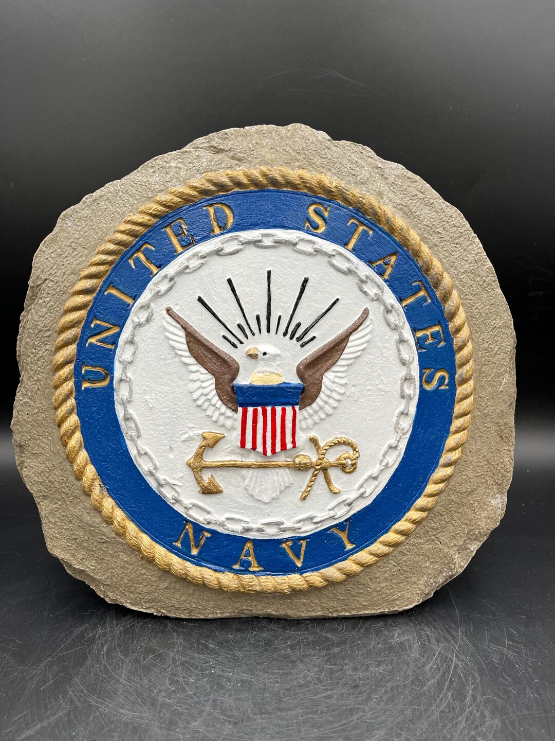 Navy Military Painted Cast Stone - Etsy