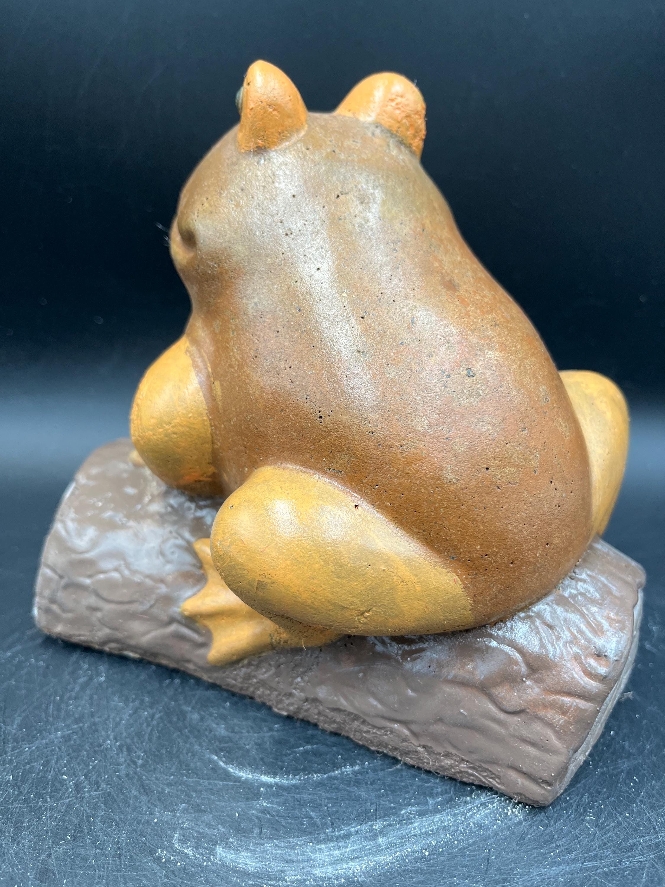 Frog on a Log Cast Stone Statue Brown - Etsy