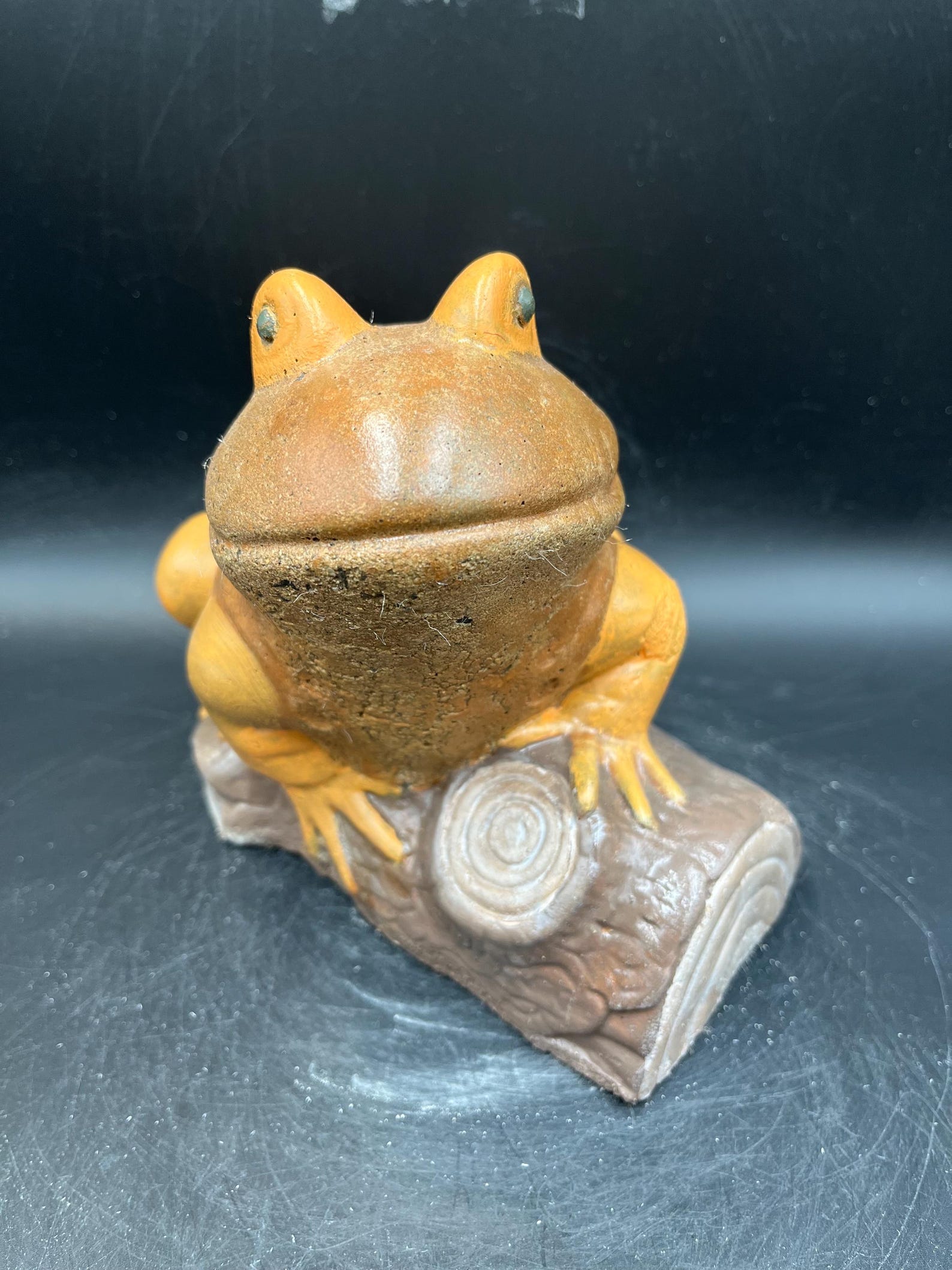 Frog on a Log Cast Stone Statue Brown - Etsy