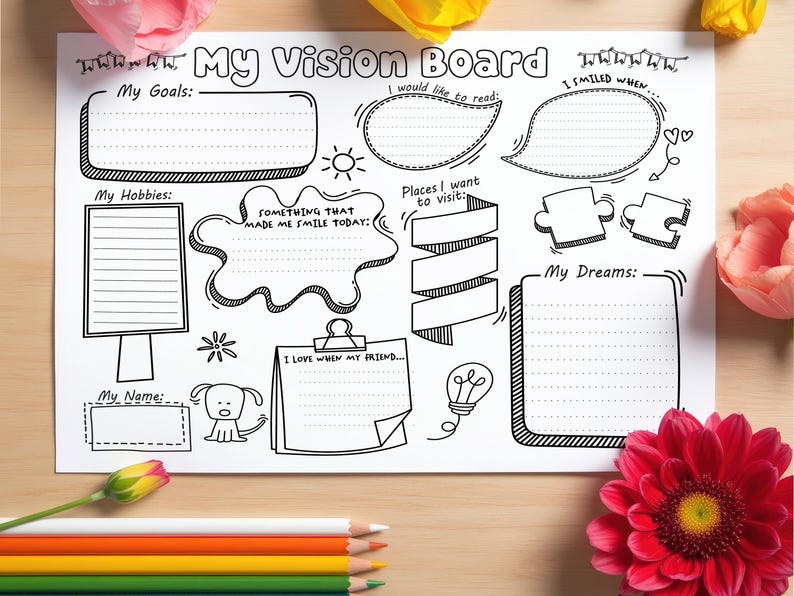 2026 Kids Vision Board| Goal Tracker| All About Me Board| Kids Activity ...