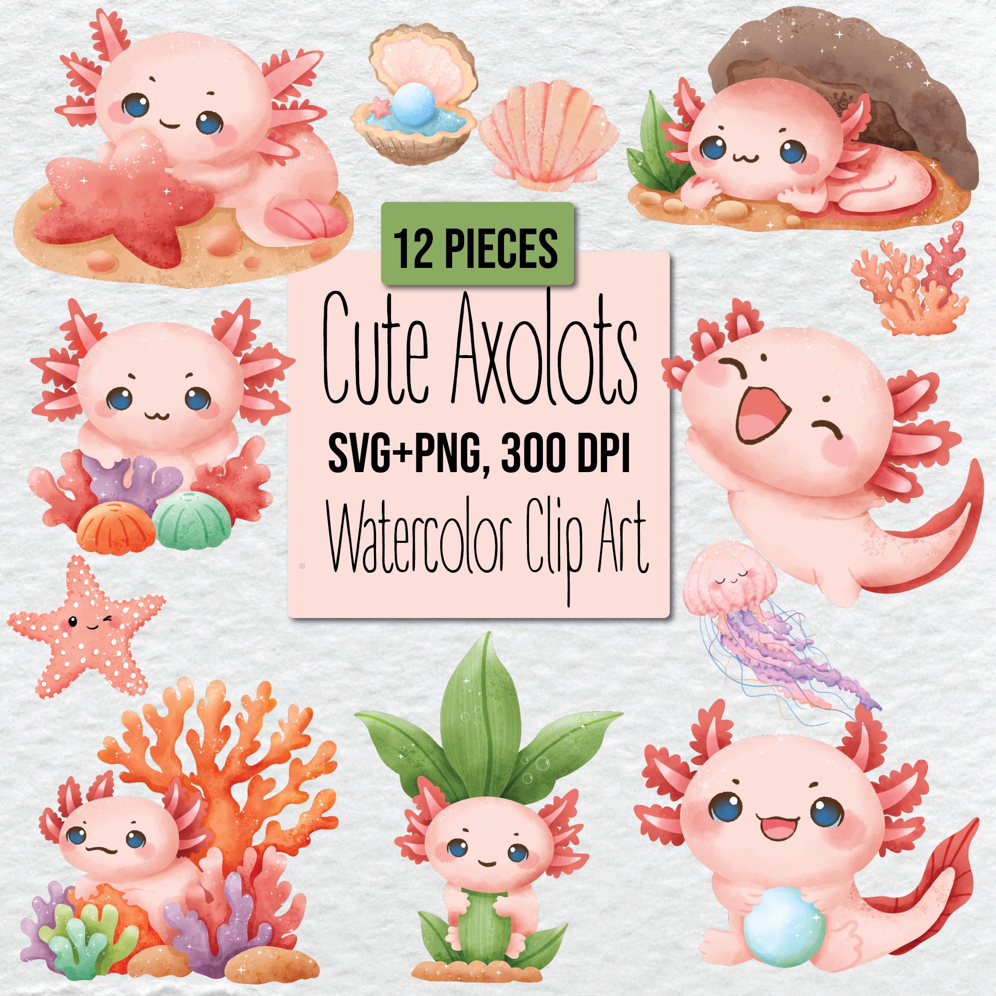 Axolotl SVG & Cute Axolotl PNG Bundle, Kawaii Animal PNG, Axolotl Shirt ...