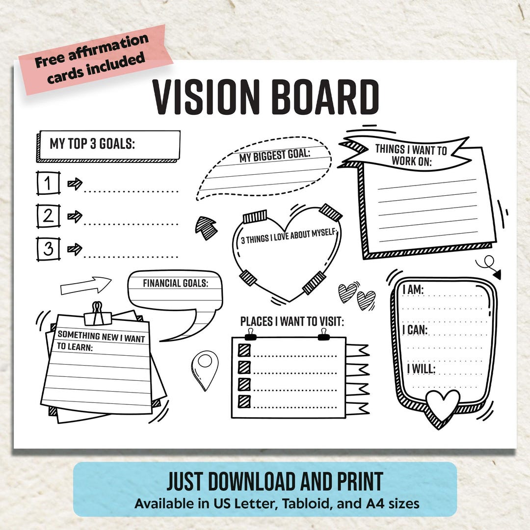 Vision Board Printable 2026 | Affirmation Cards | Dream Board | Life ...