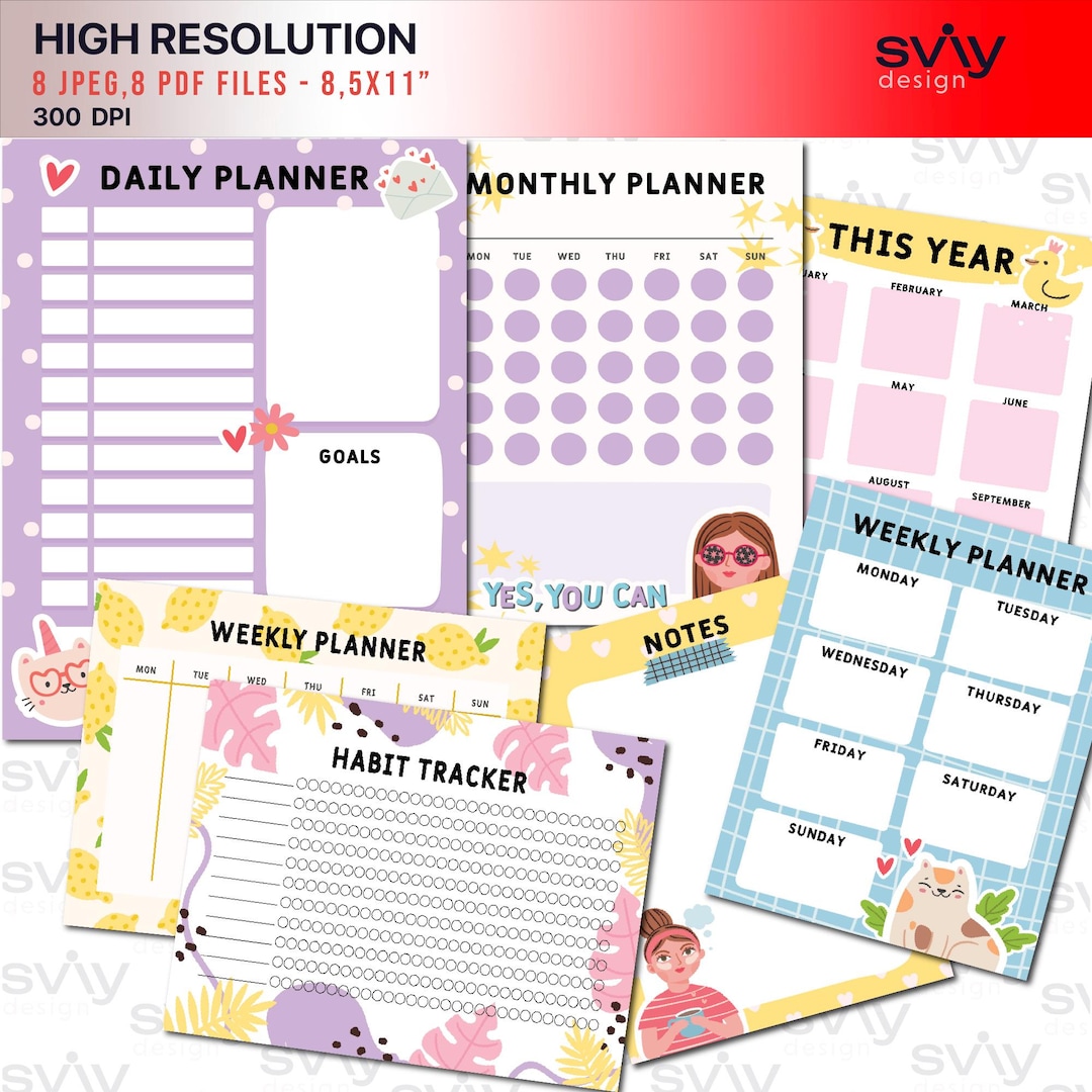 2026 Kids Planner Printable: Daily, Weekly, Monthly Schedule (PDF & JPG ...