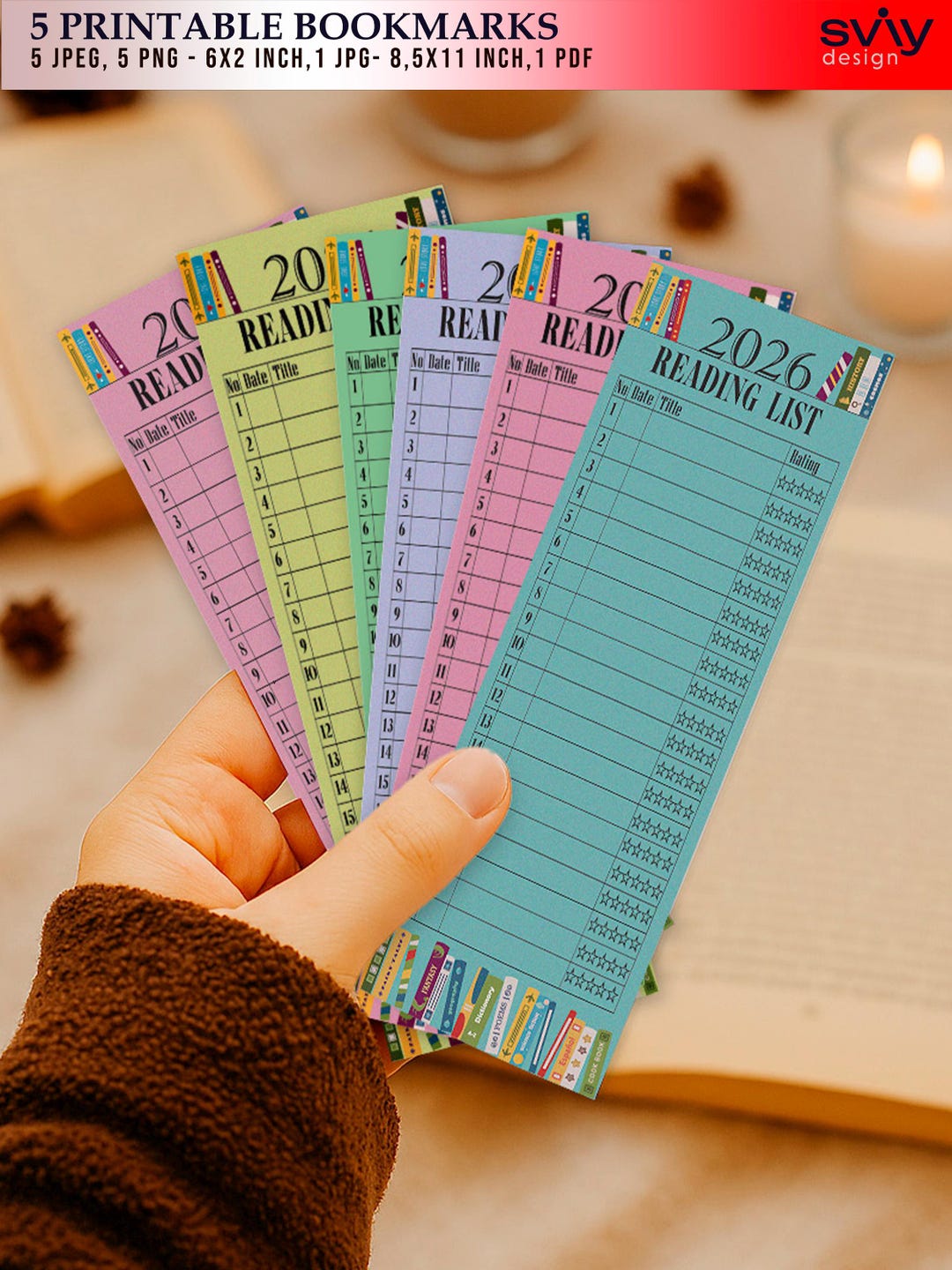 2026 Reading List Bookmarks Printable, Book Tracker , Book Lover Gift ...