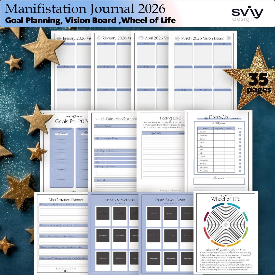 2026 Vision Board Printable| Digital Manifestation Journal |financial ...