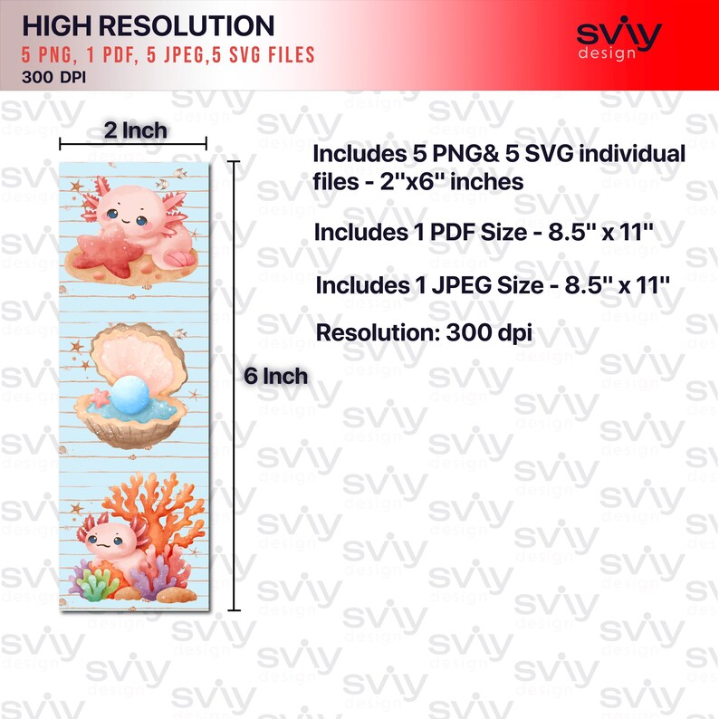 Bookmark SVG, Bookmark PNG, Axolotl Cute Bookmark Set for Kids, Axolotl ...