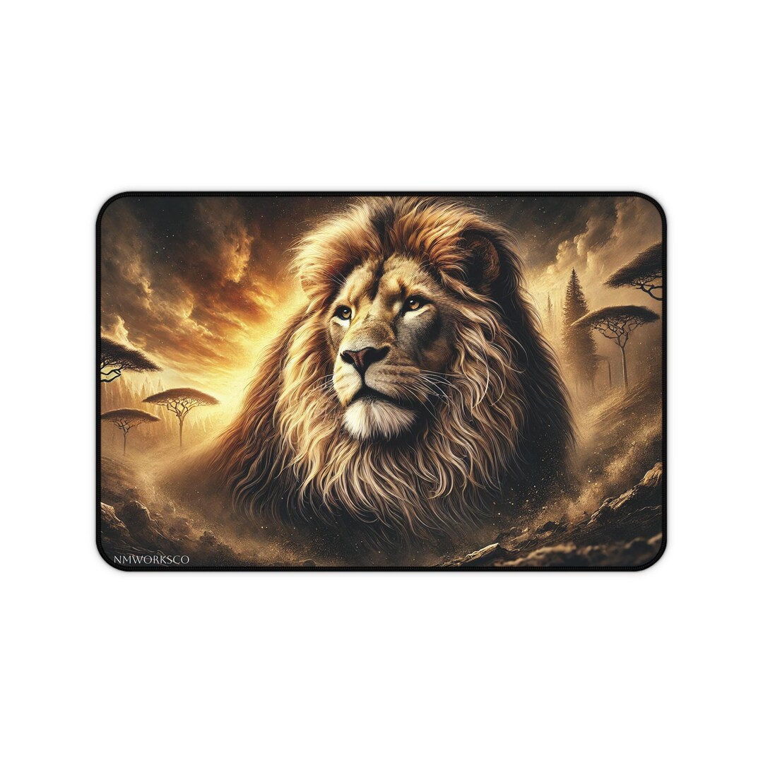 Majestic Guardian Lion Desk Mat Mouse Pad - Unique Workstation ...
