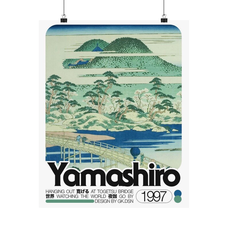 Yamashiro Japanese Bridge Poster Wall Art, Vintage Style Landscape ...