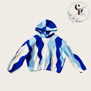 Custom Waved Color Block Hoodie, Handmade Oversized Sweatshirt - Etsy