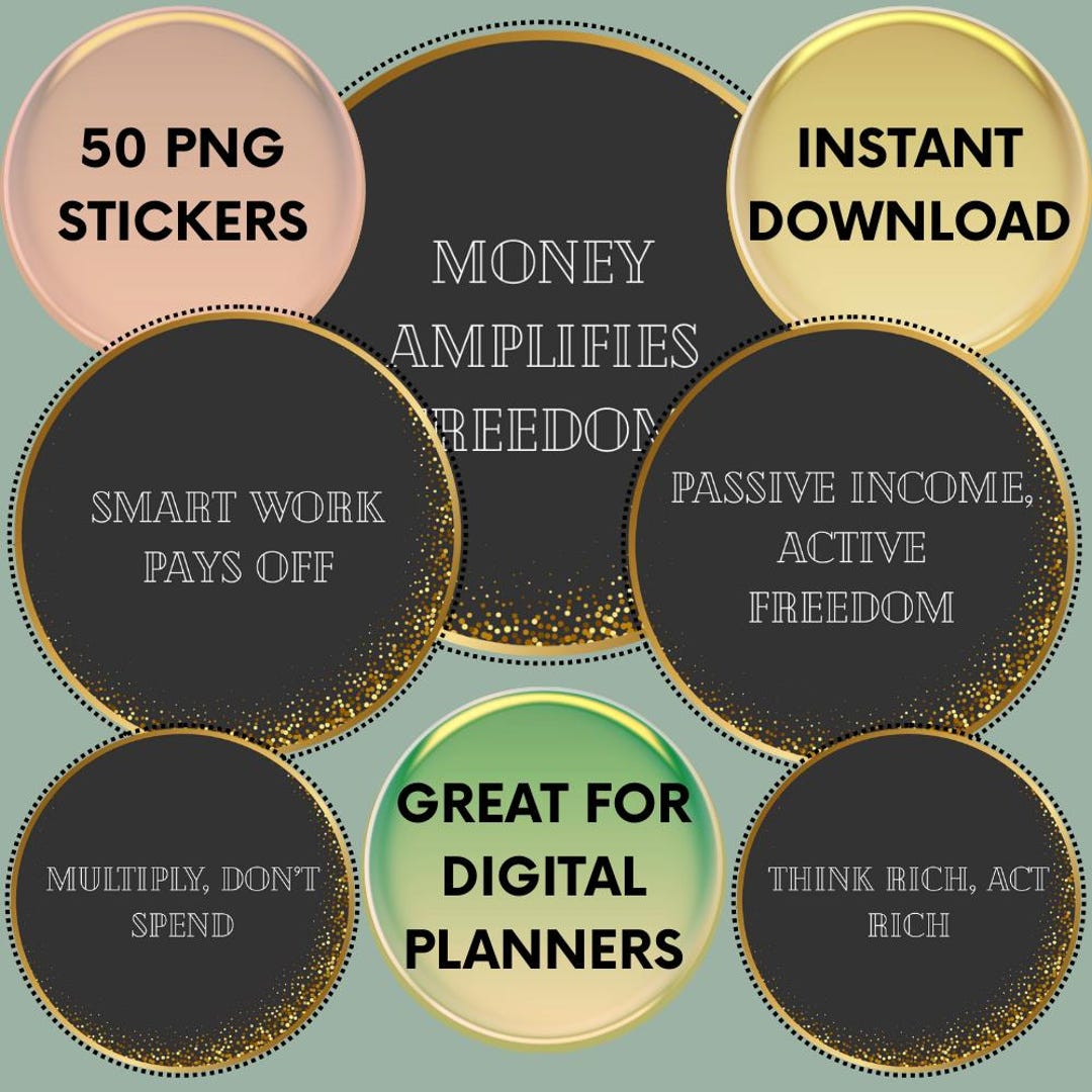 50 Motivational Money Stickers: Wealth Mindset Planner Decals (PNG ...